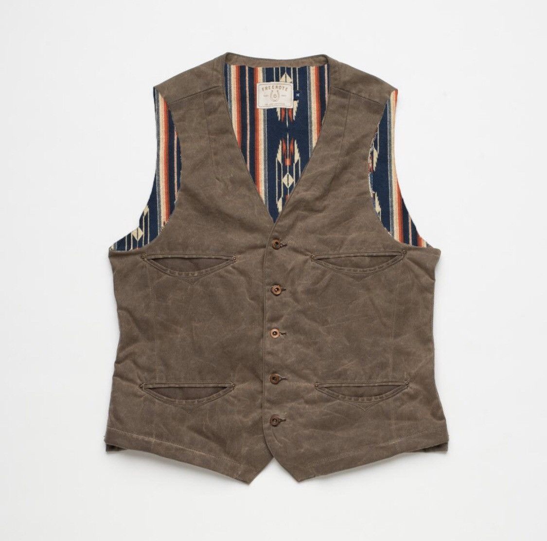 Freenote Freenote Cloth Waxed Canvas Calico vest Taupe Made In USA ...