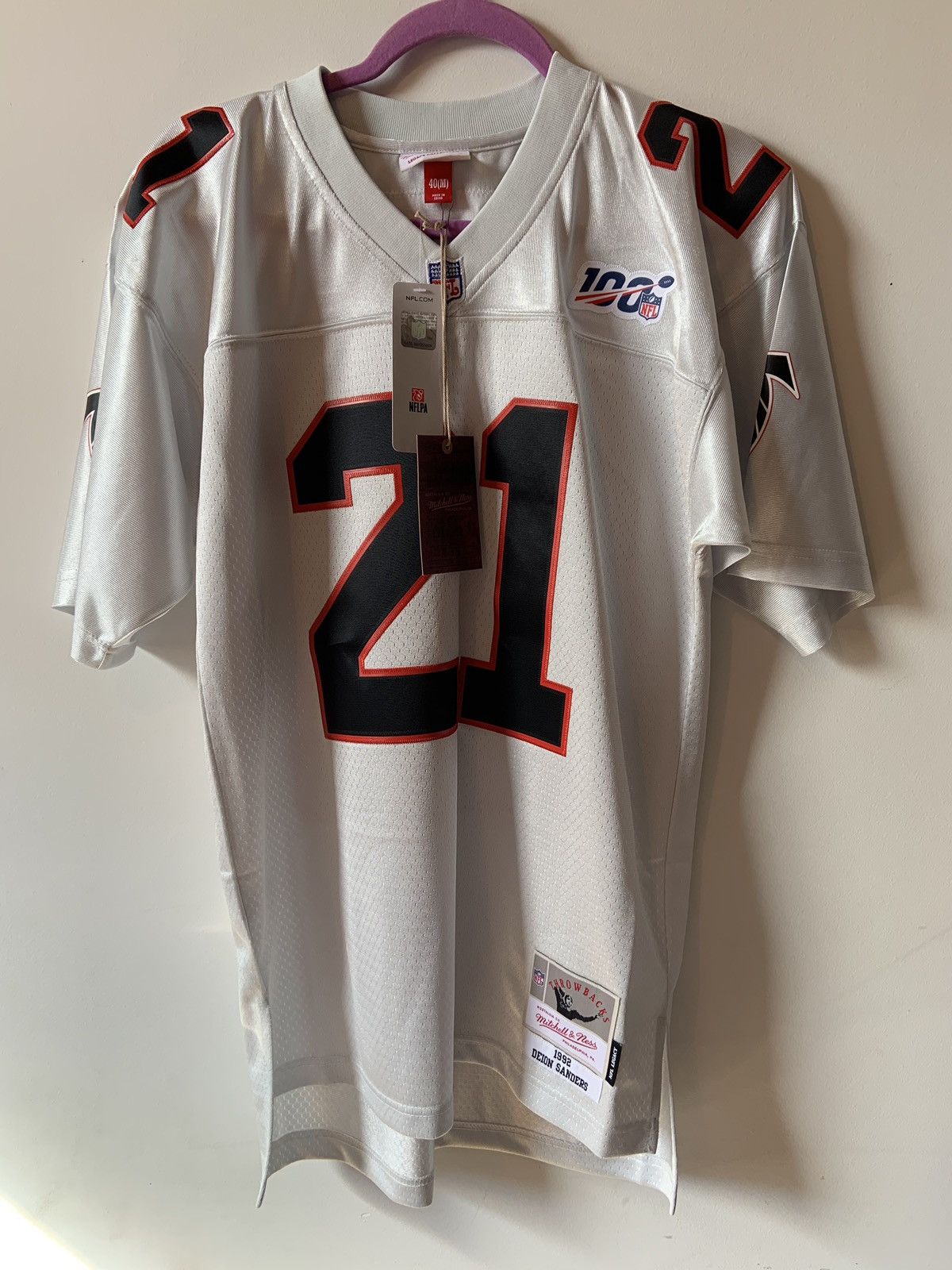 Mitchell & Ness Deion Sanders Atlanta Falcons Throwback 100 year patch ...