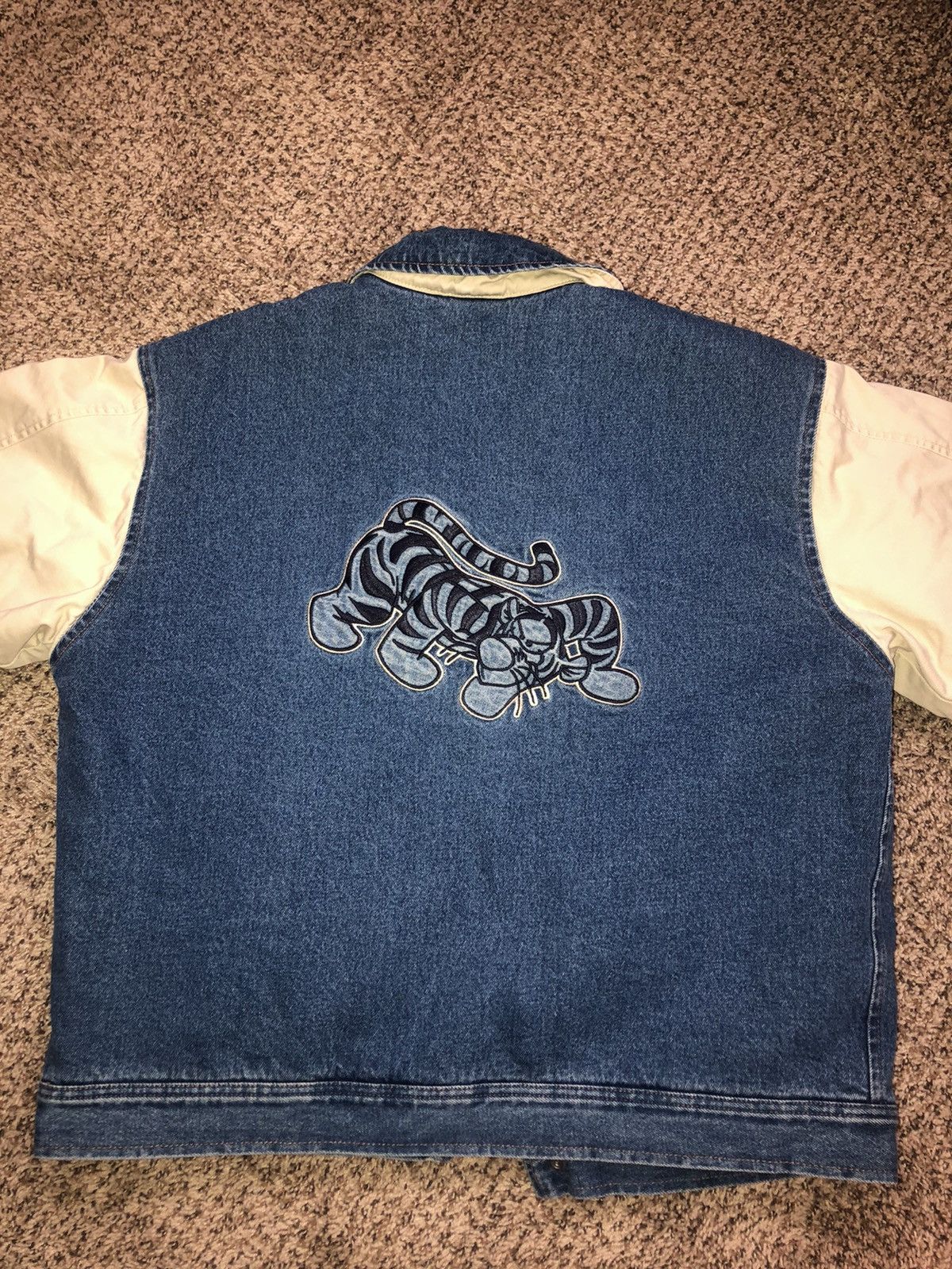 Disney Vintage tigger blue jean varsity jacket | Grailed