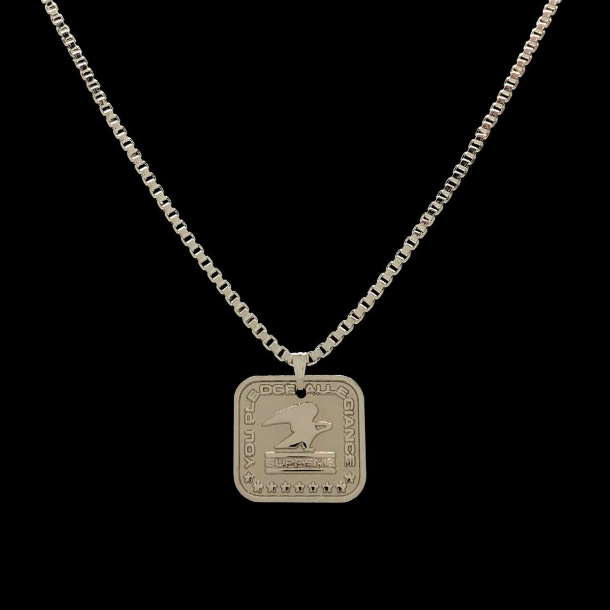 Jewelry × Streetwear Silver Supreme Pledge Allegiance Necklace | Grailed