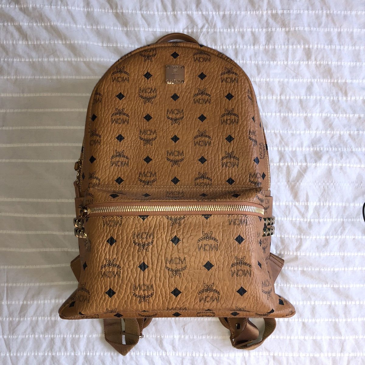 MCM MCM Side Stud Backpack (Cognac) | Grailed
