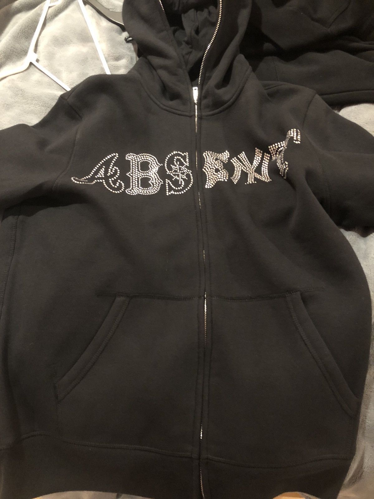 Absent Absent rhinestone zip-up hoodie black | Grailed