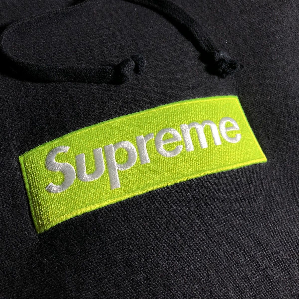 Supreme Supreme FW 17 box logo hoodie green lime on black | Grailed