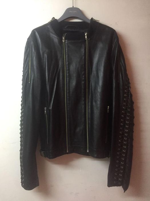 Hood By Air Hood By Air (HBA) Black Leather Parachute Hockey Jacket ...