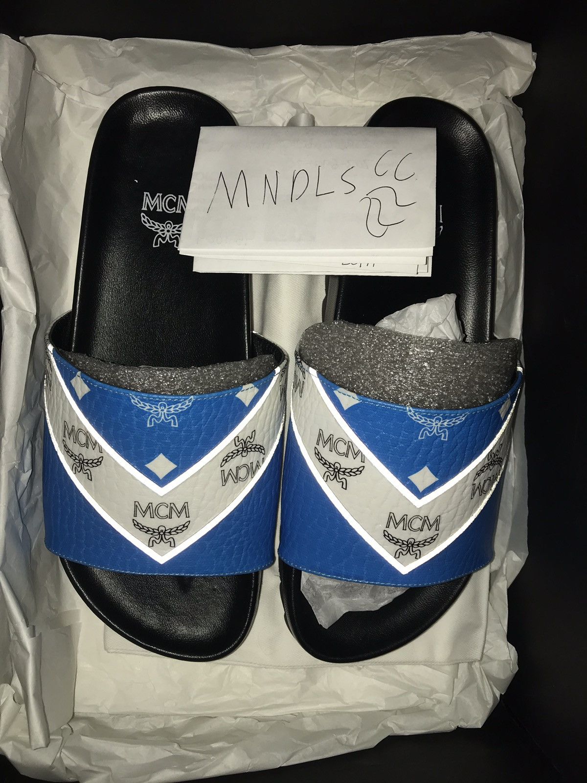 MCM MCM Blue Slides | Grailed