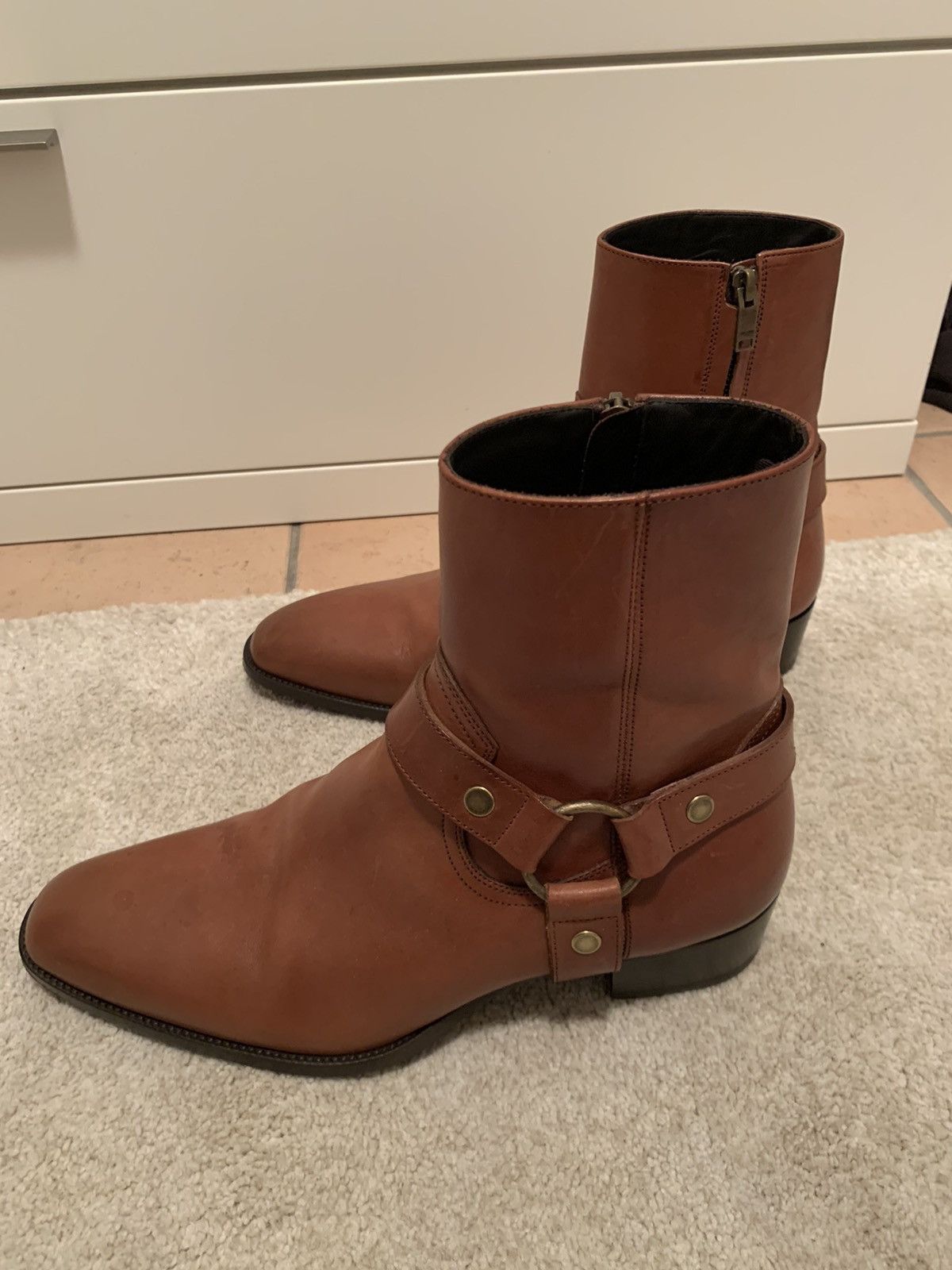 Yves Saint Laurent SLP Wyatt Harness Boot cognac | Grailed