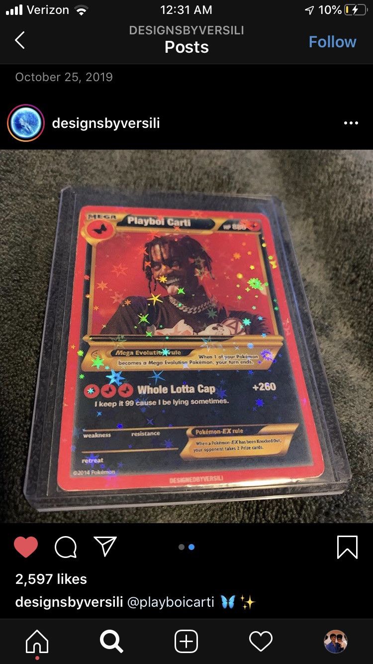 Playboi Carti × Pokemon Playboi Carti Pokémon Card | Grailed