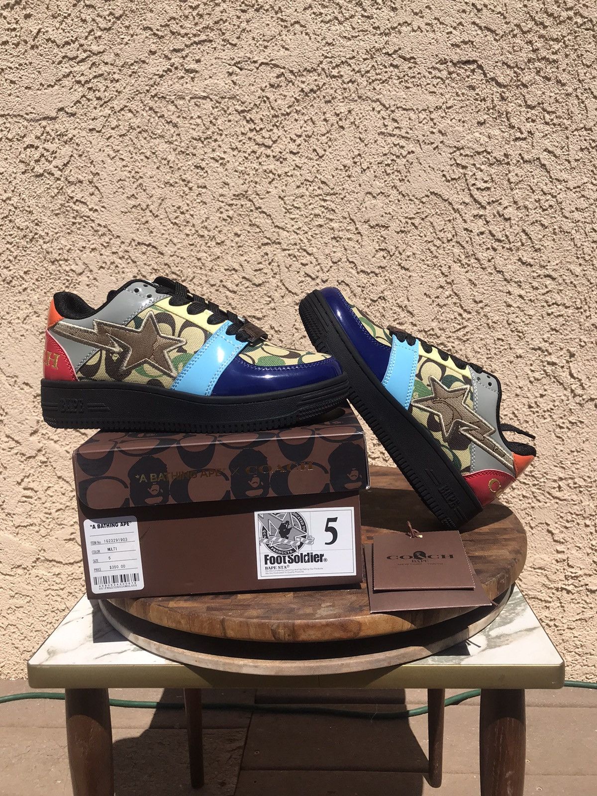 Bape × Coach Bape X Coach rainbow bapesta size 5 | Grailed