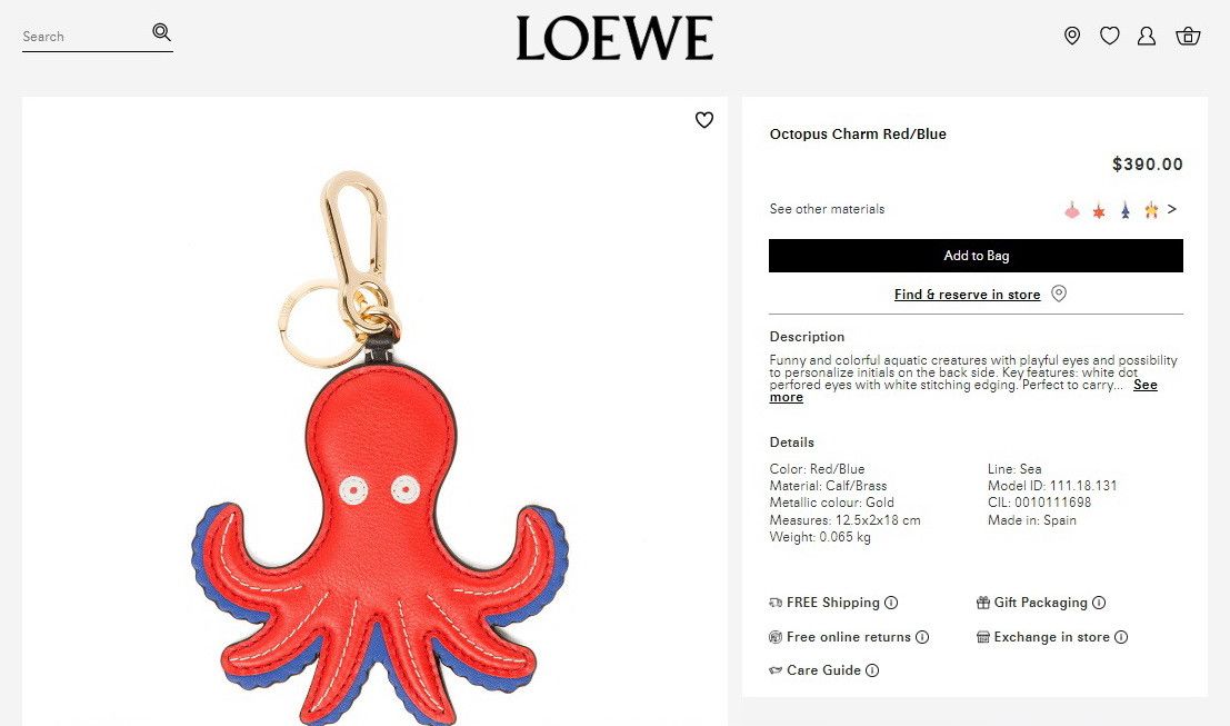 Loewe Loewe octopus leather key bag charm | Grailed