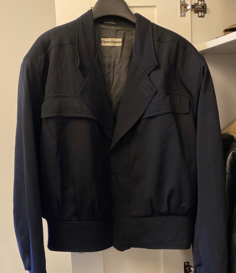 Courreges Navy Courreges wool bomber with rounded shoulders | Grailed
