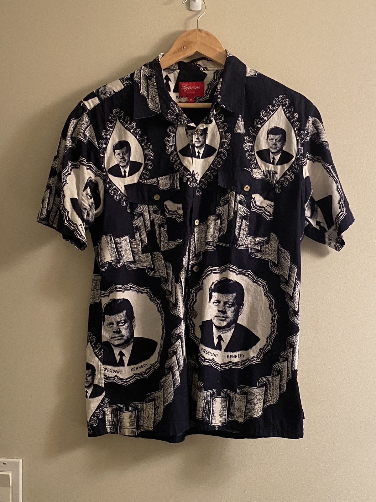 Supreme Supreme JFK Kennedy Shirt Medium Navy | Grailed