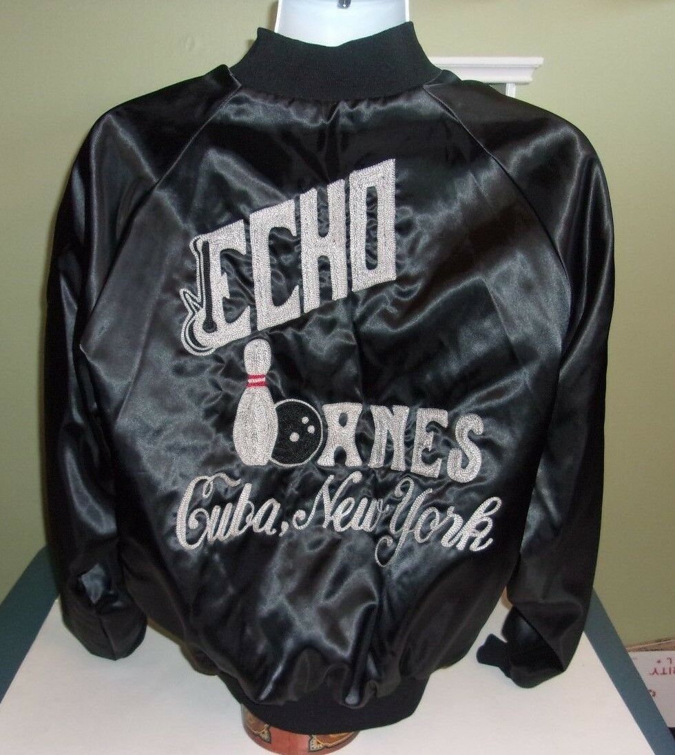Vintage Satin Bomber Bowling Jacket Echo Lanes Vintage USA 44-46 L ...