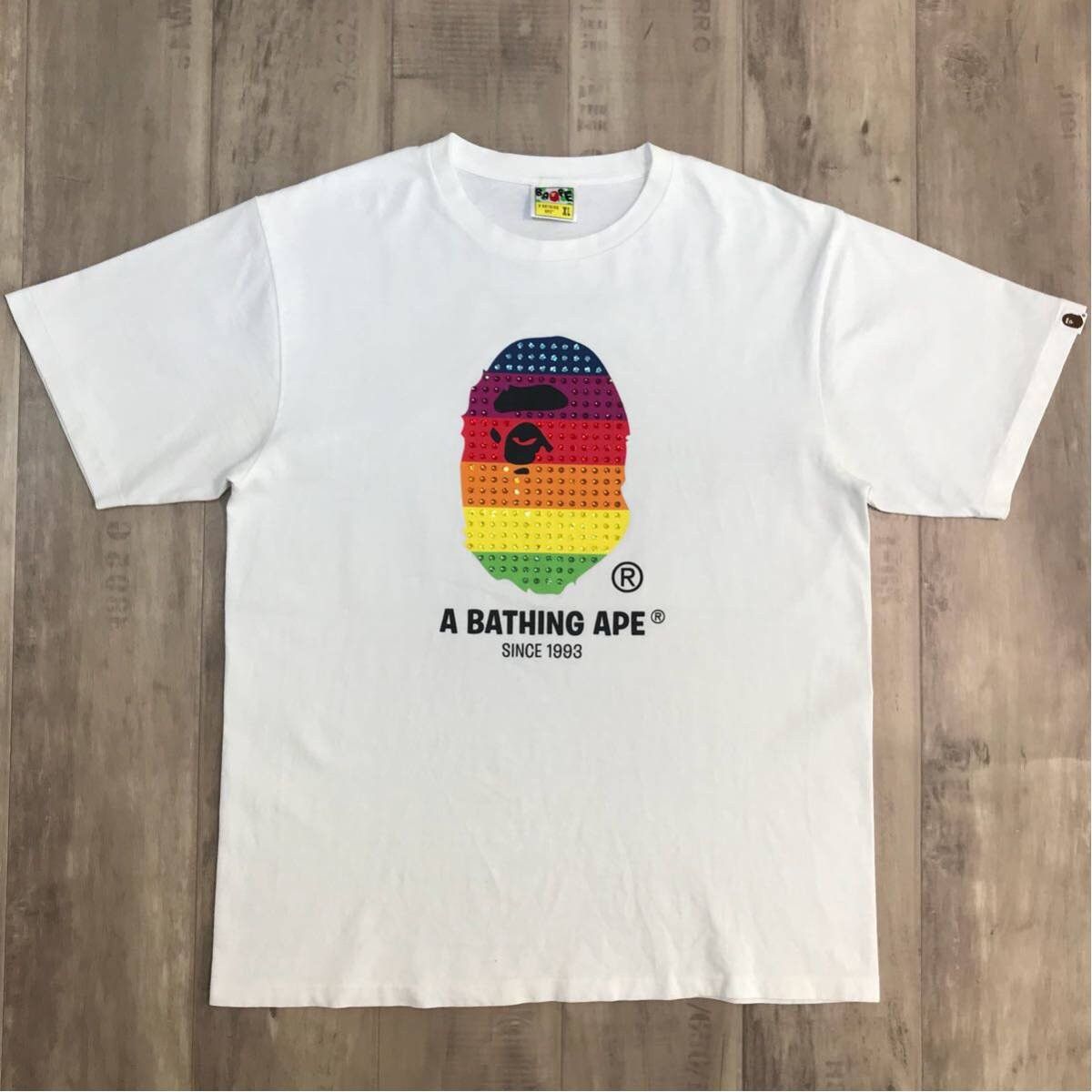 Bape × Swarovski BAPE Rainbow Color Swarovski bape head T-shirt | Grailed