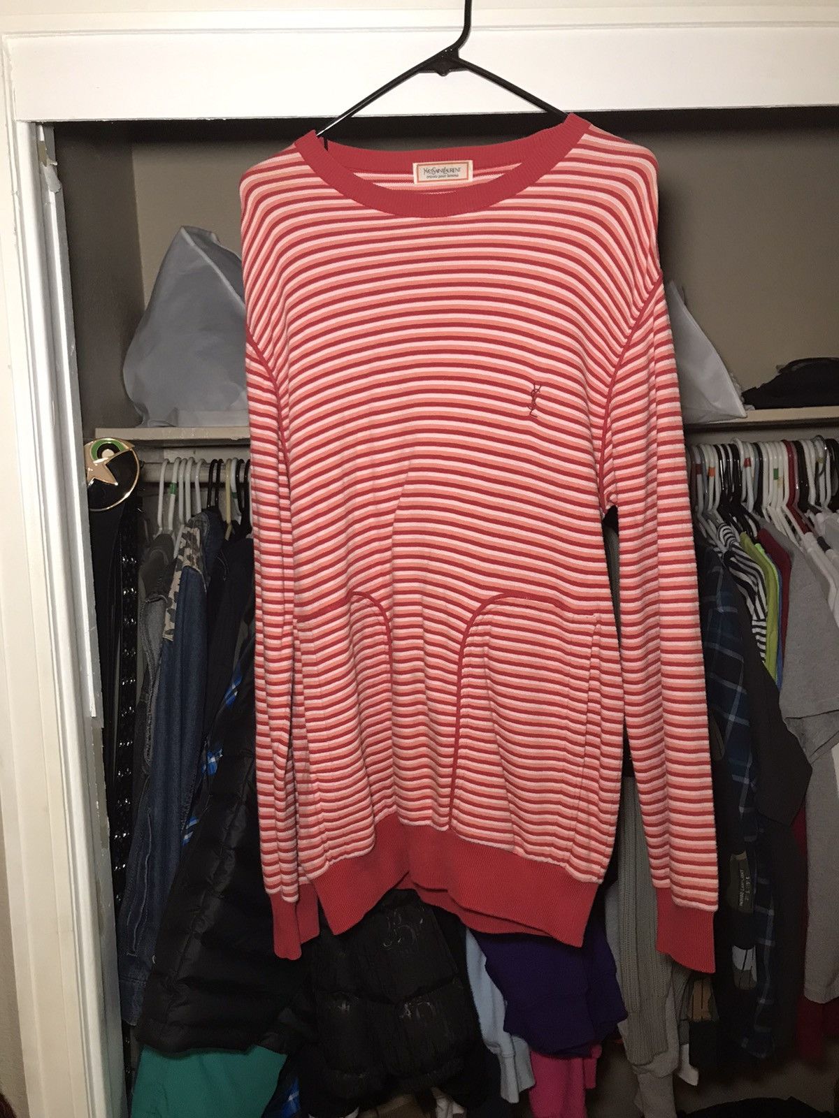 Saint Laurent Paris × Yves Saint Laurent YSL knit striped sweater twin ...