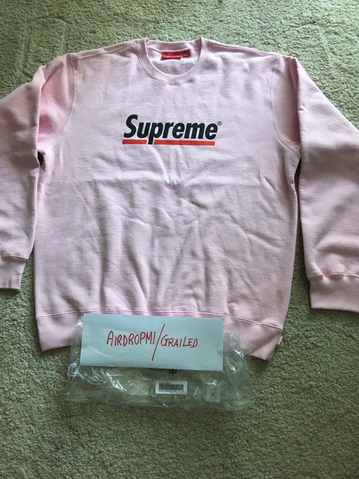 Supreme Underline Crewneck Supreme Light Pink Heather | Grailed