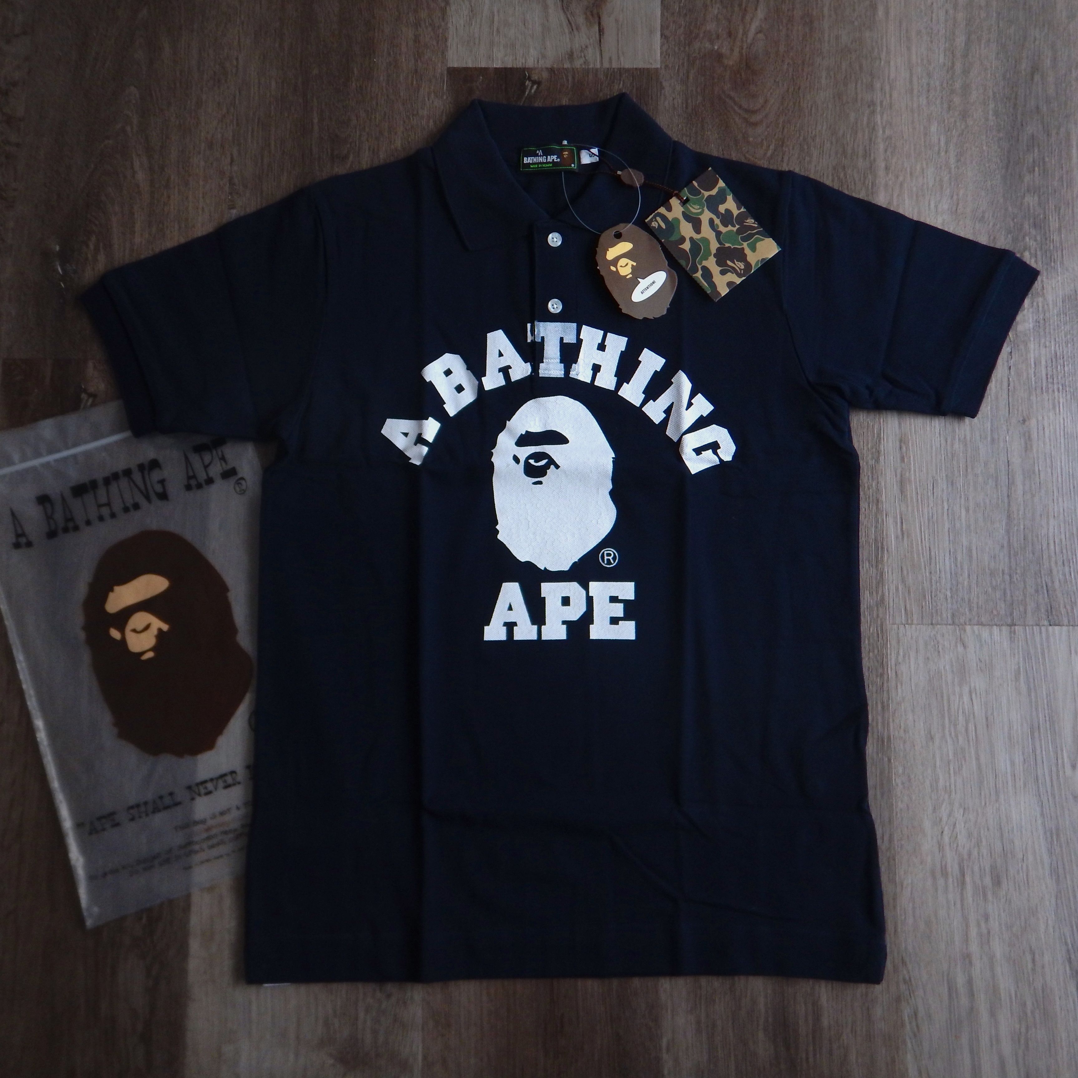 Bape Bape Navy Blue College Logo Polo Shirt - Size S | Grailed