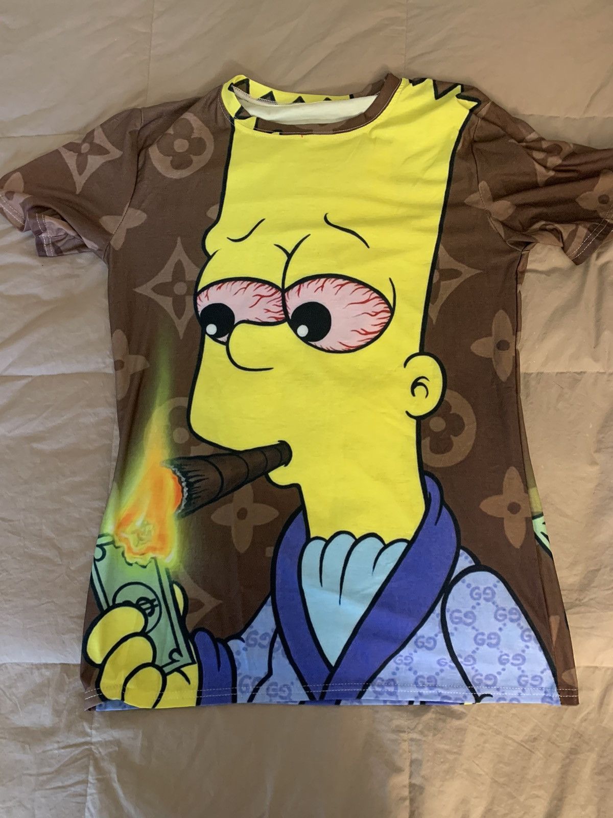 The Simpsons Bart Simpson stoner in Vuitton robe luxury blunt drugs in ...