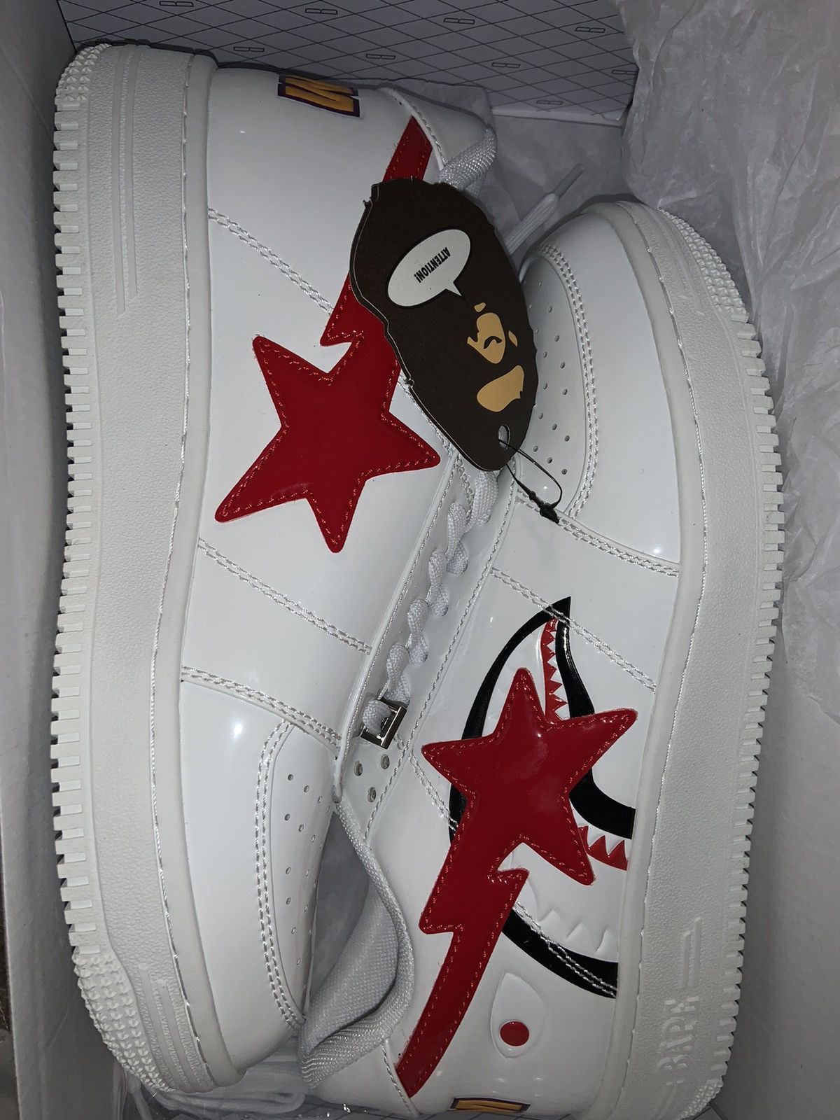 Bape *RARE* BAPESTA LOW WHITE SHARK | Grailed