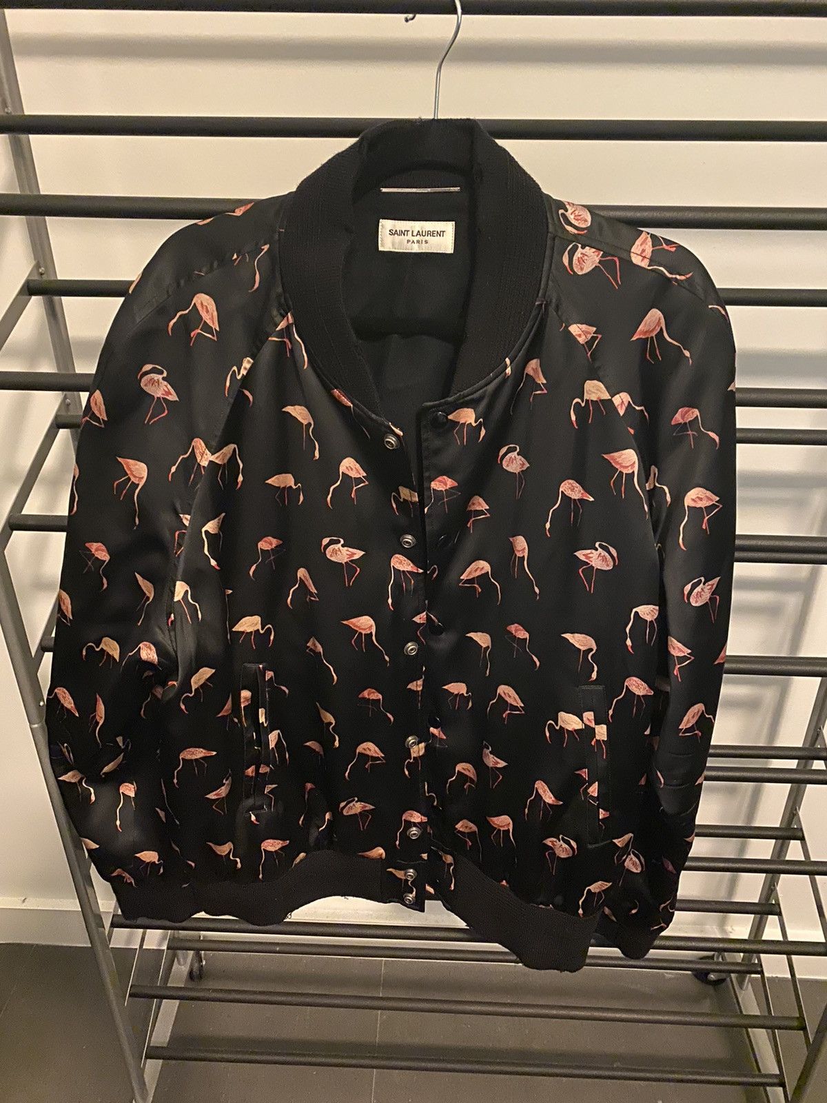 Saint Laurent Paris SAINT LAURENT FLAMINGO PRINT BOMBER JACKET | Grailed