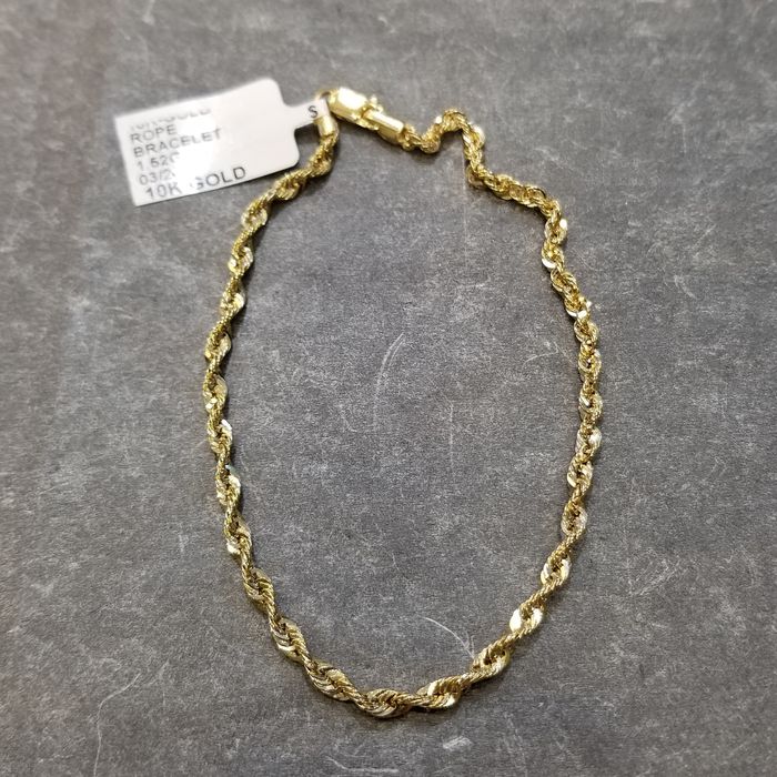 10k Solid Gold 10K Gold 2.5mm Rope Bracelet 8.5" Solid Gold | Grailed