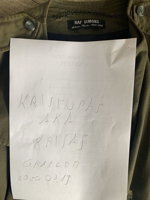 Raf Simons Raf Simons 2001 - 2002 AW Riot Riot Riot Runaway khaki coat ...