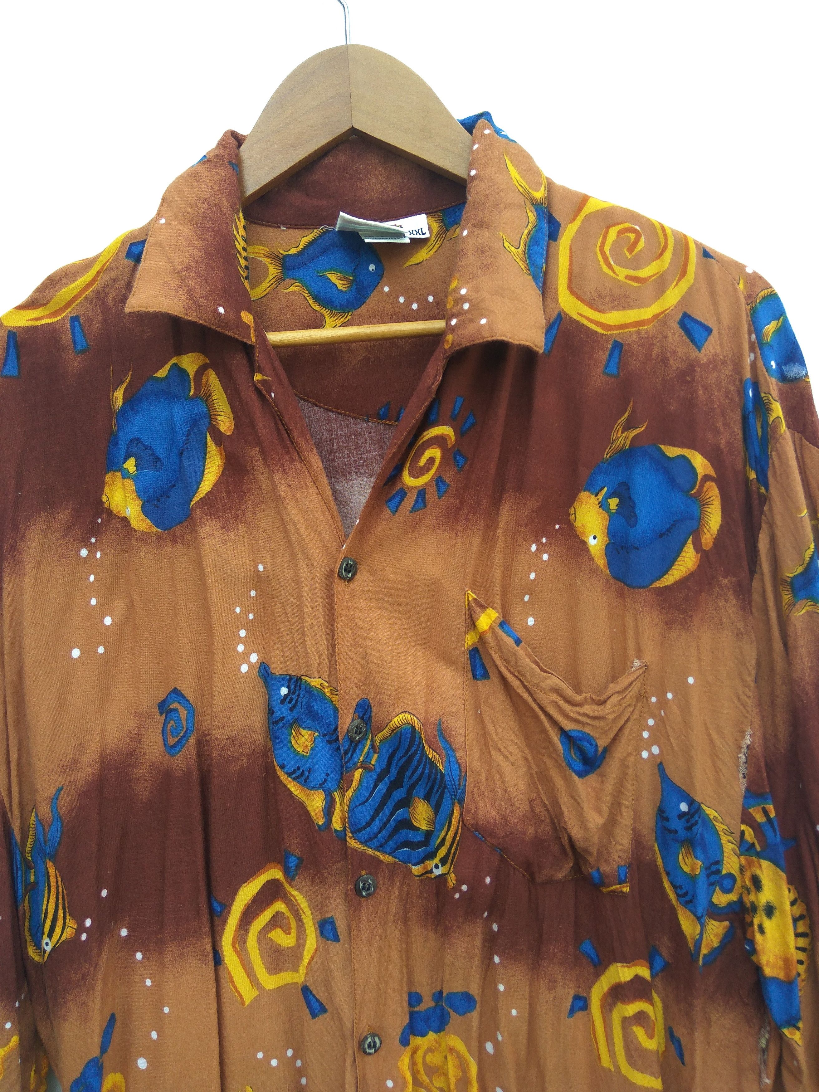 Vintage Hawaiian shirt button Up 100% rayon surf fish koi motive | Grailed