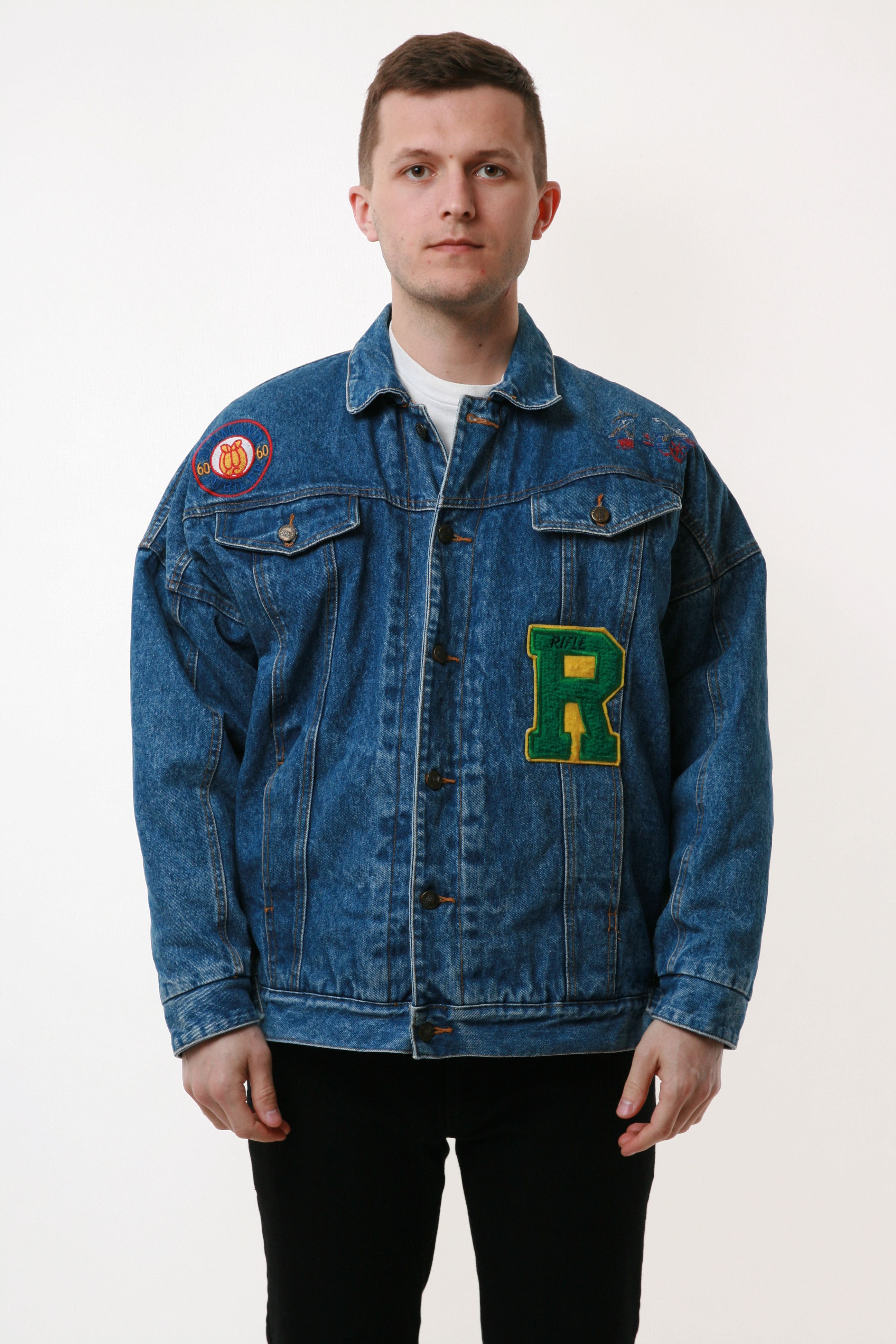 Rifle 90s Italian RIFLE Vintage Oldschool Denim Jacket 17141 | Grailed