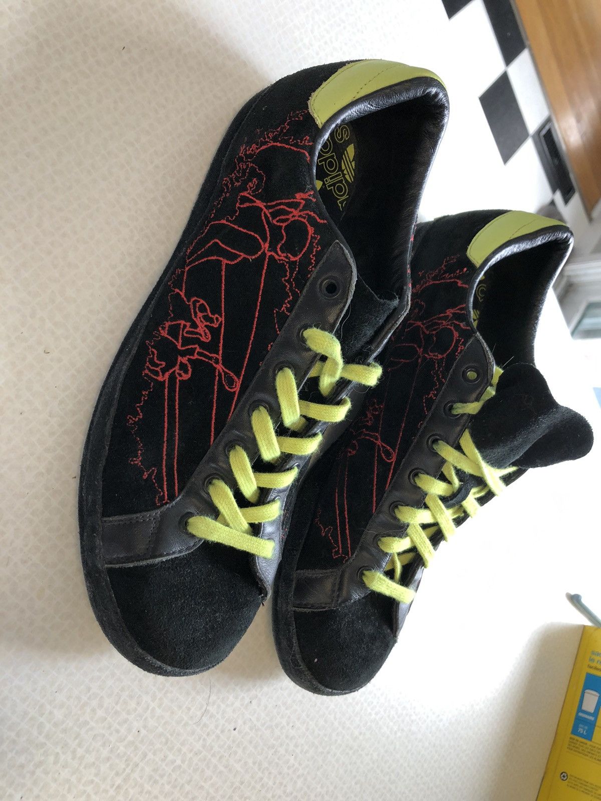 Adidas Rare Adidas Rod Laver Vintage Sneakers - black neon yellow | Grailed