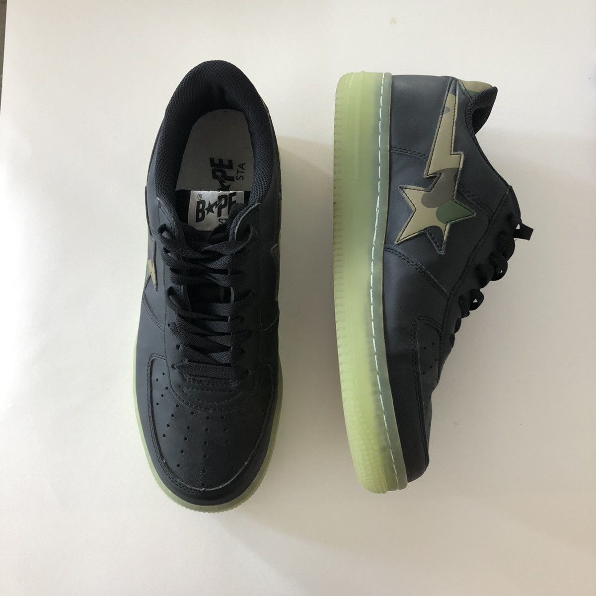 Bape BAPESTA AIR FORCE 1 “Glow in Dark” | Grailed