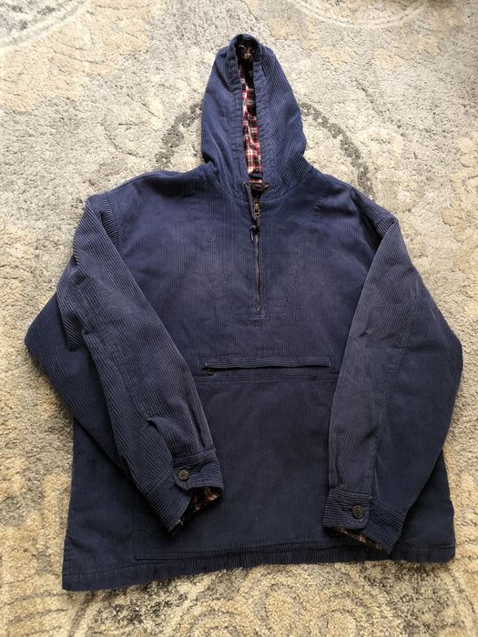 J.Crew 80’s corduroy anorak slate blue flannel lined fits L | Grailed