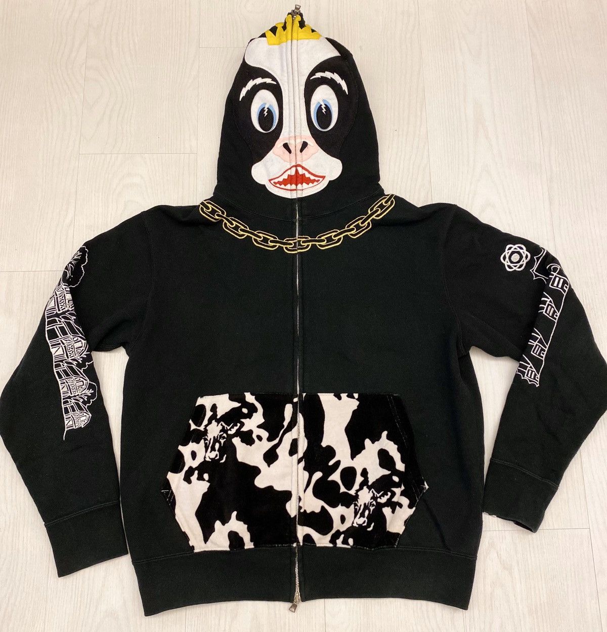 Bape Bape cow face hoodie jacket ape milo Nigo Kanye tiger shark | Grailed