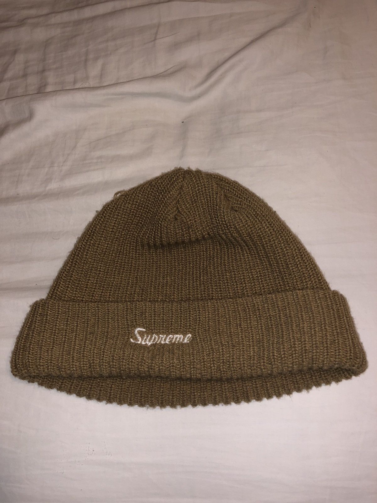 Supreme Supreme cursive logo beanie | Grailed
