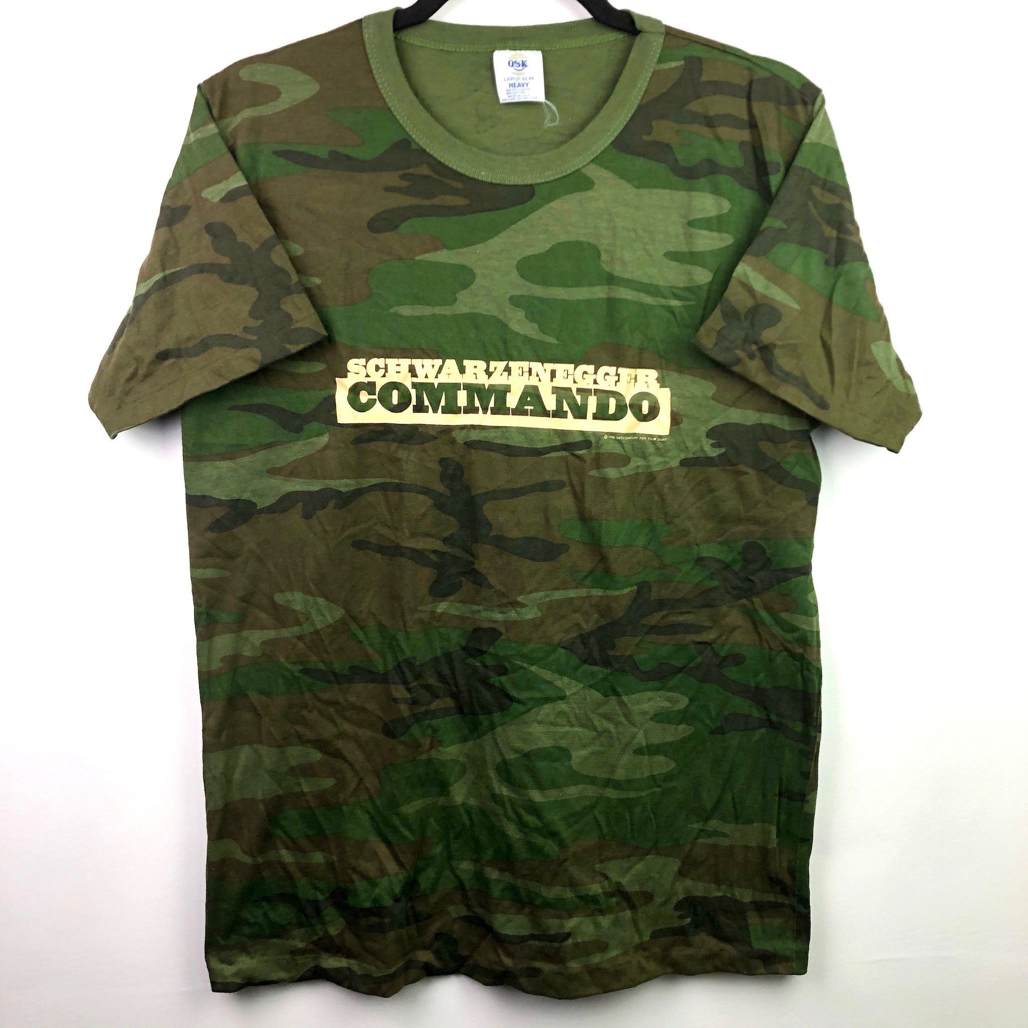 Vintage VTG Arnold Schwarzenegger Commando Movie T Shirt M Camo 80s ...