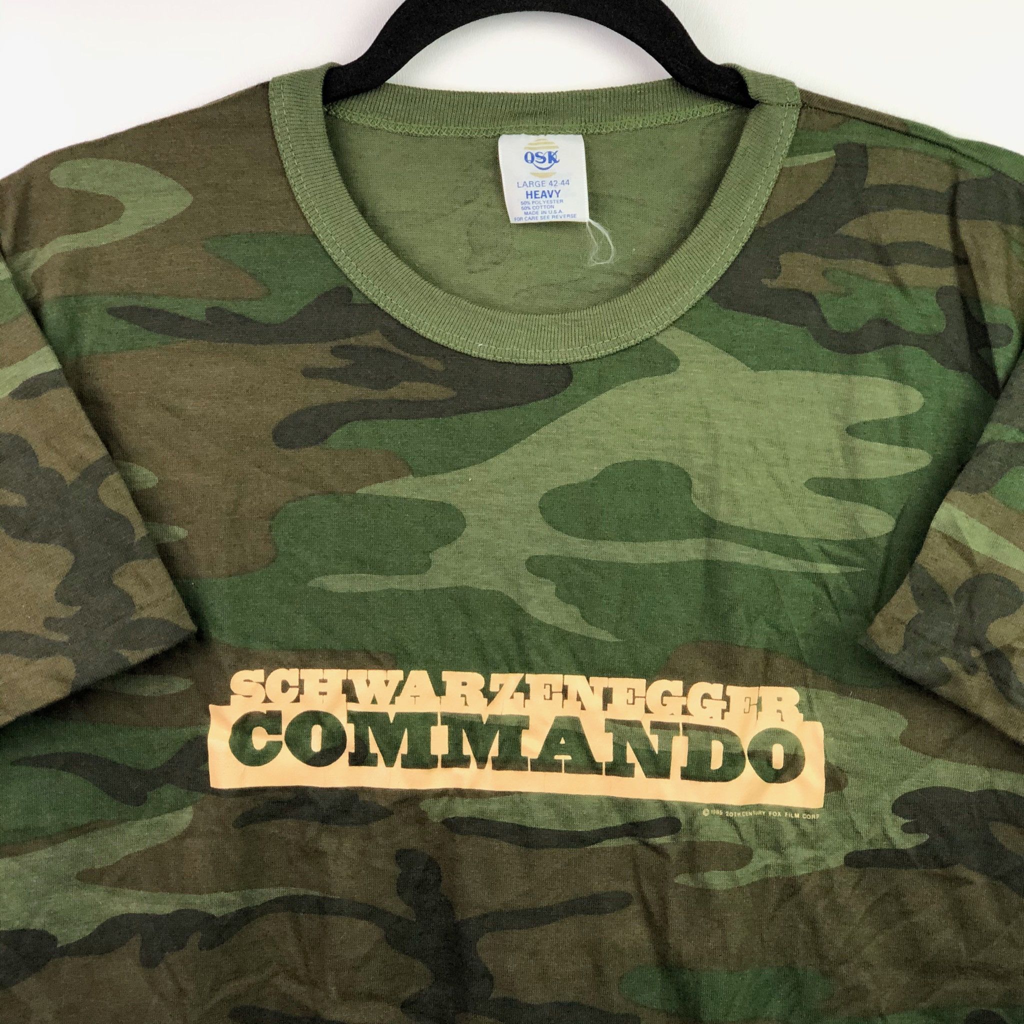 Vintage VTG Arnold Schwarzenegger Commando Movie T Shirt M Camo 80s ...