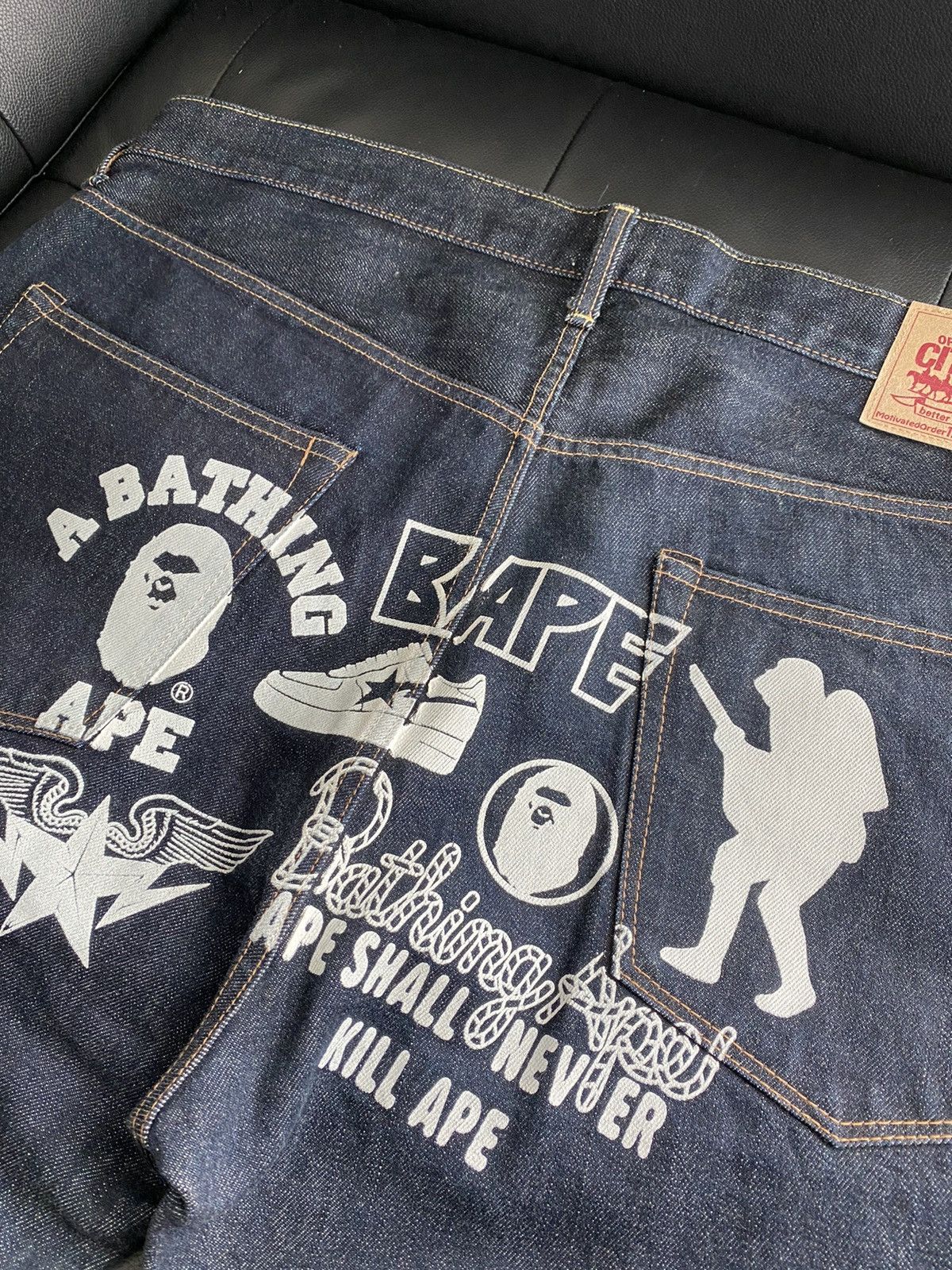 Bape × Nigo Bape multi logo denim - rare Nigo era | Grailed