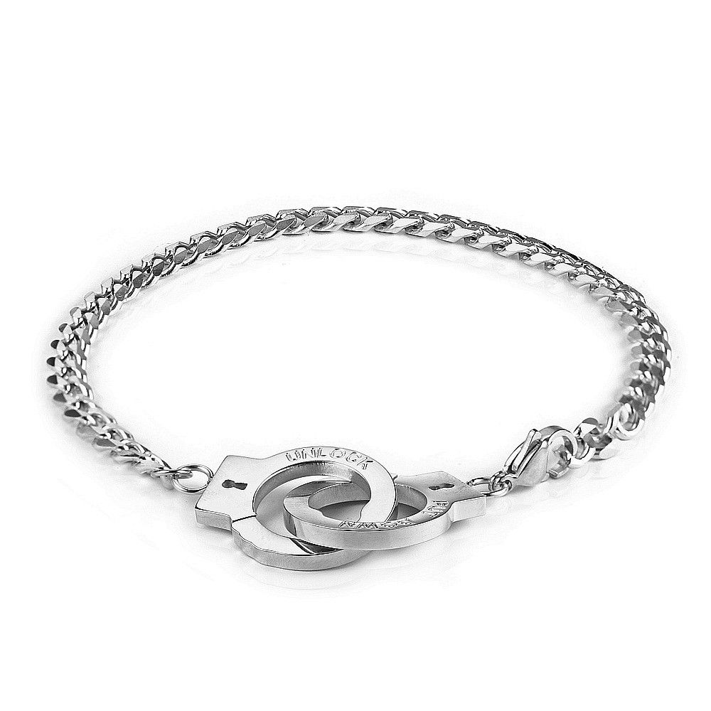 Jewelry × Streetwear × Vintage Handcuff shape silver hip hop bracelet ...
