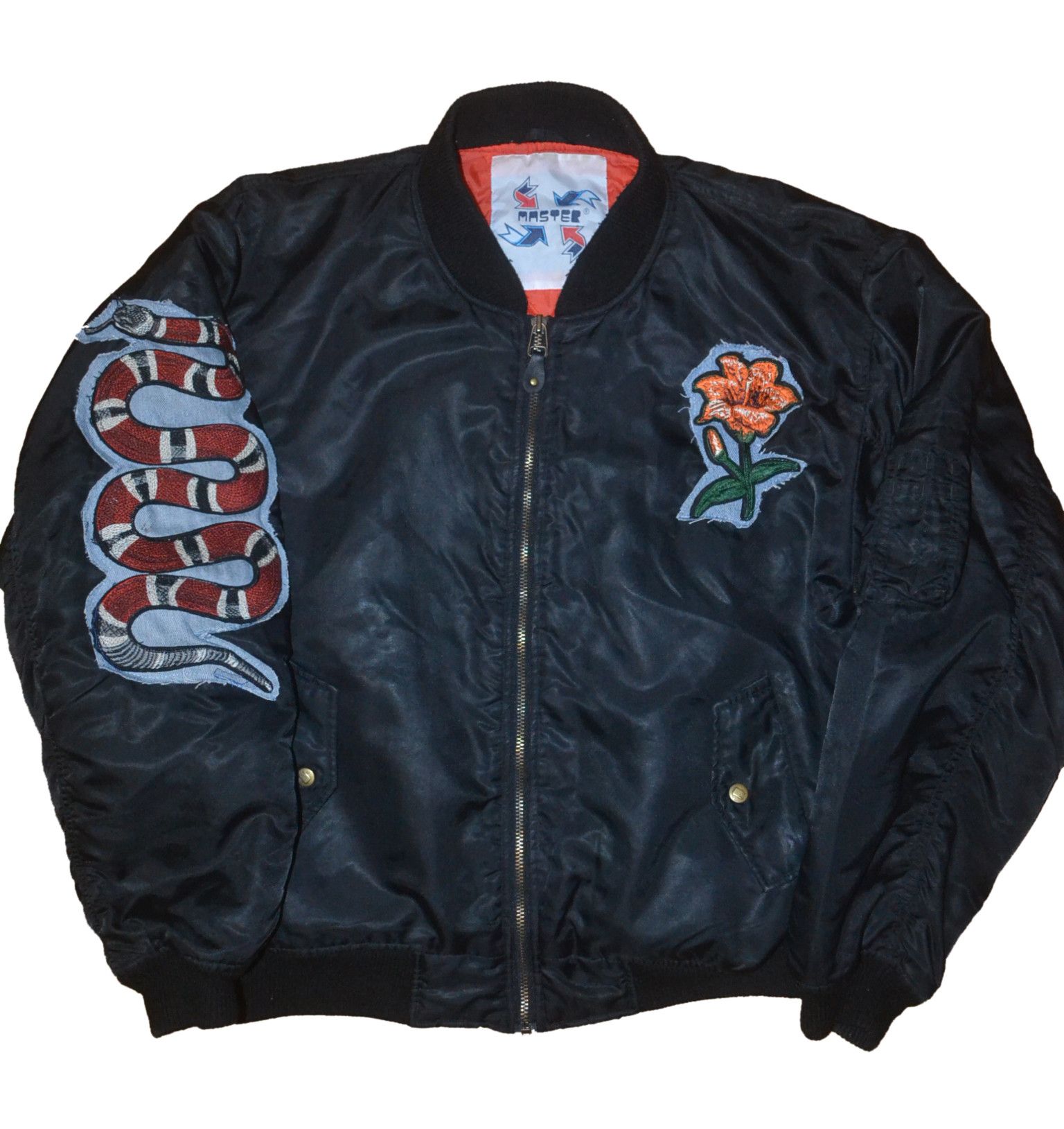Vintage vintage custom black xl patchwork rare bomber flight jacket ...