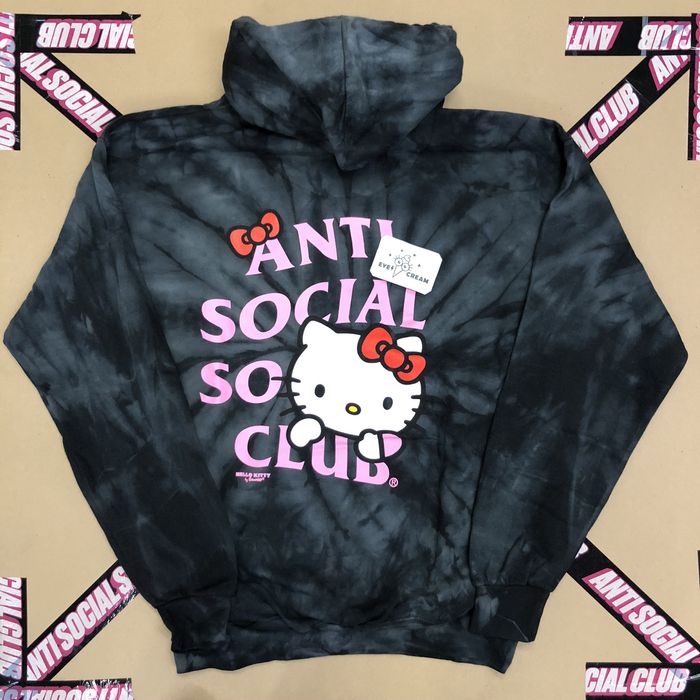 Anti Social Social Club DS ASSC x Hello Kitty Tie Dye black Hoodie XXL ...