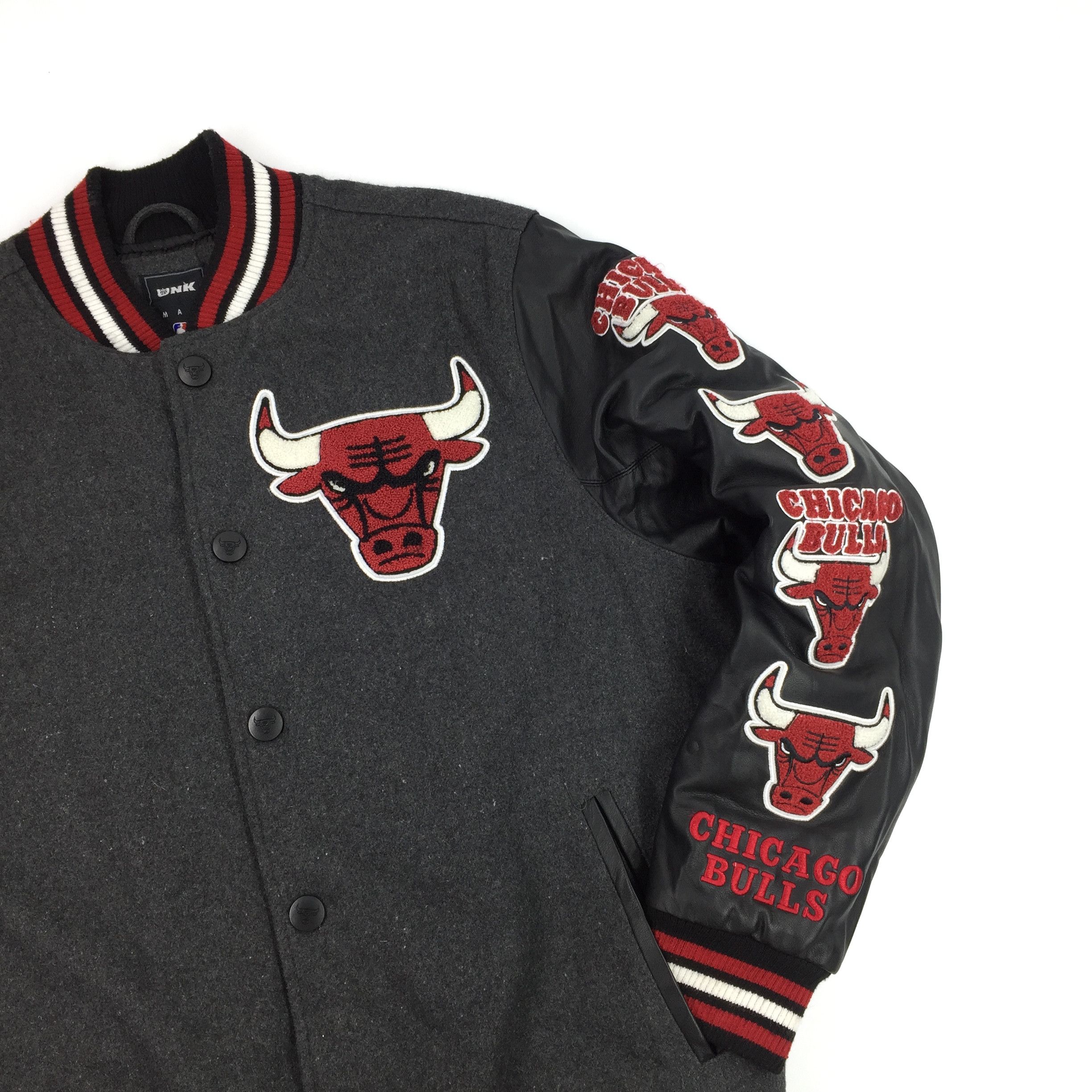 Chicago Bulls × NBA × Varsity Jacket UNK Chicago Bulls Heathered ...