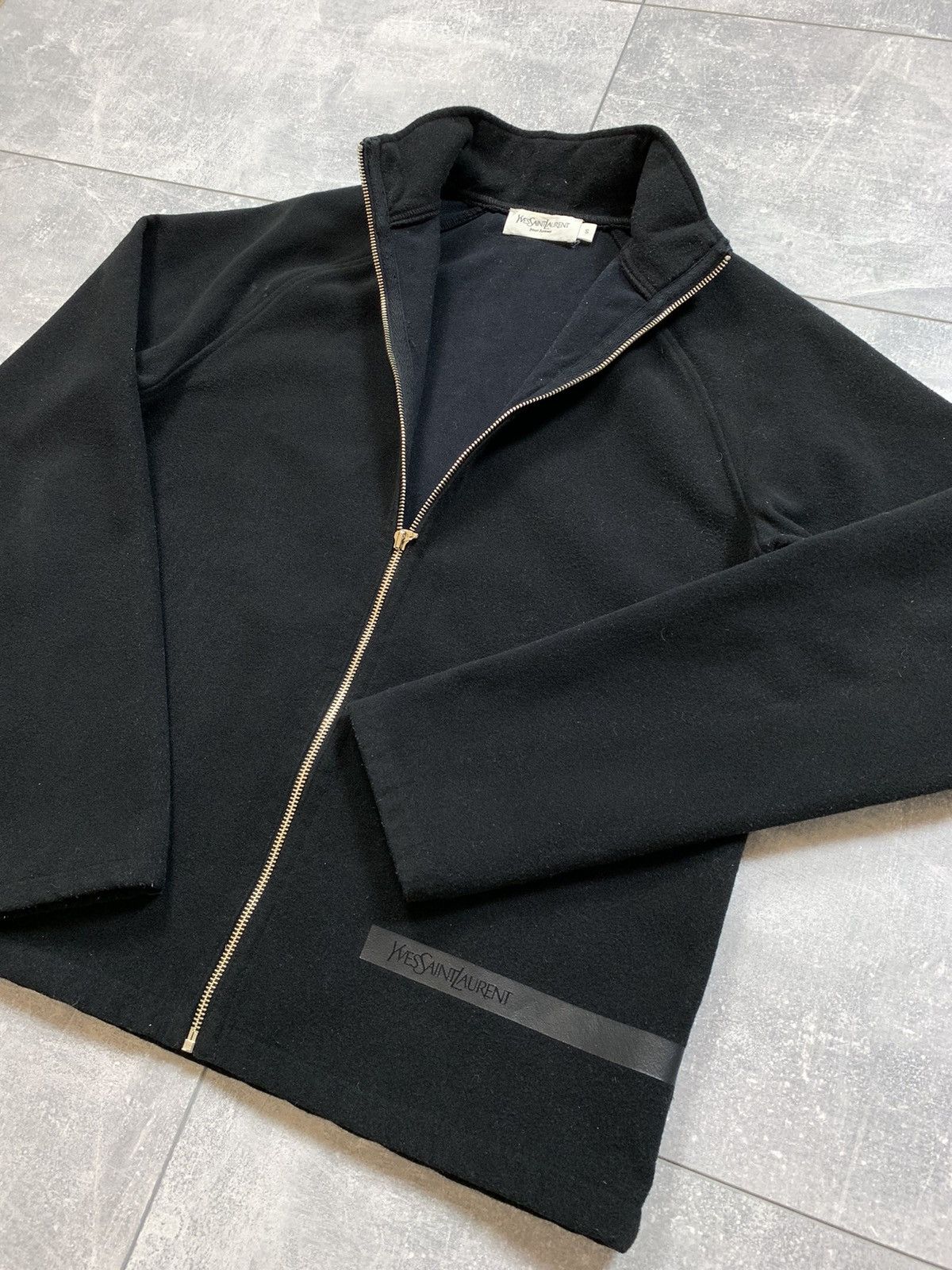 Ysl Pour Homme Black Yves saint Laurent zip fleece YSL big logo hoodie ...