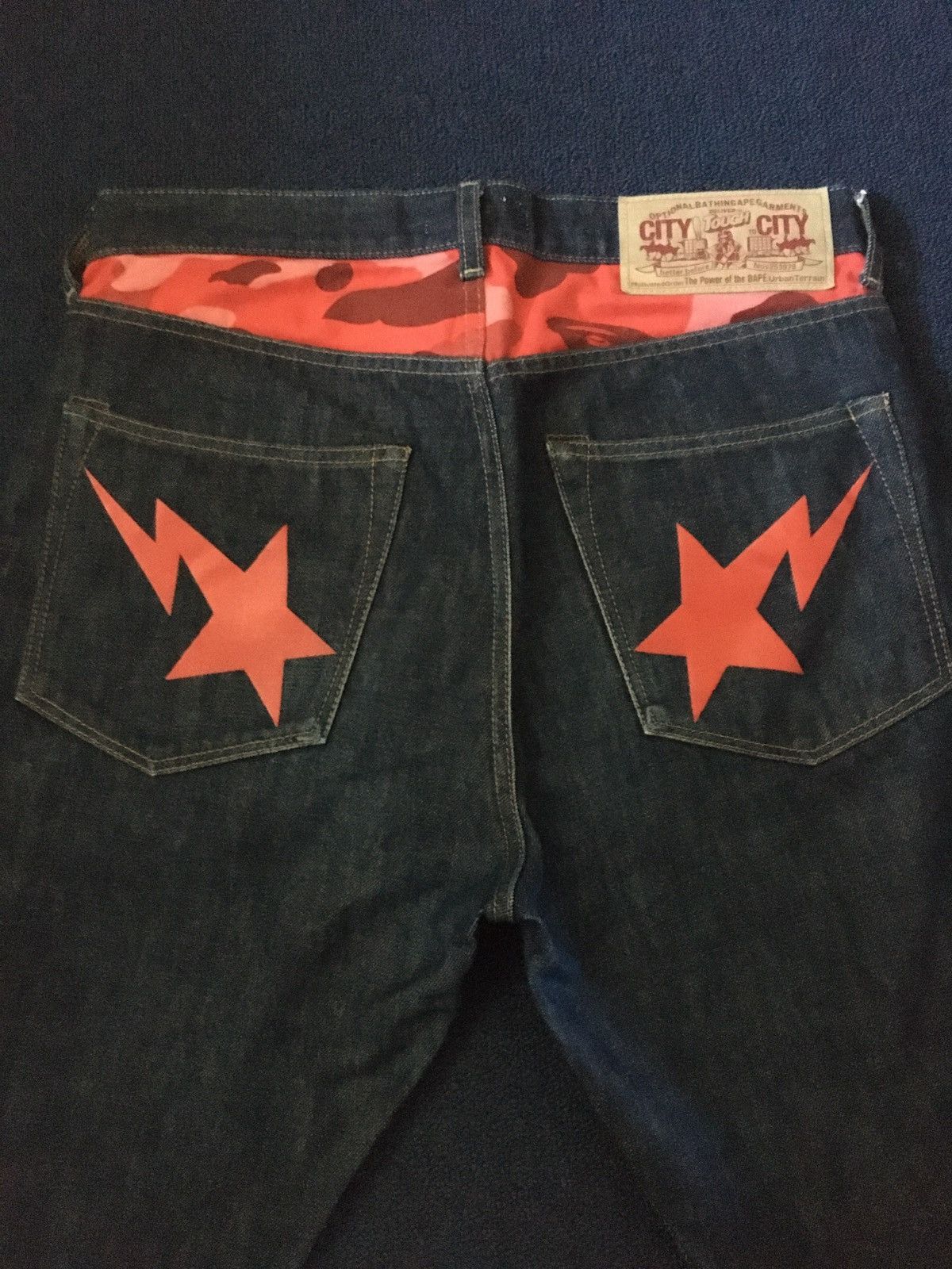 Bape RARE OG A Bathing Ape Bape Bapesta N.E.R.D Camo Denim Jeans | Grailed