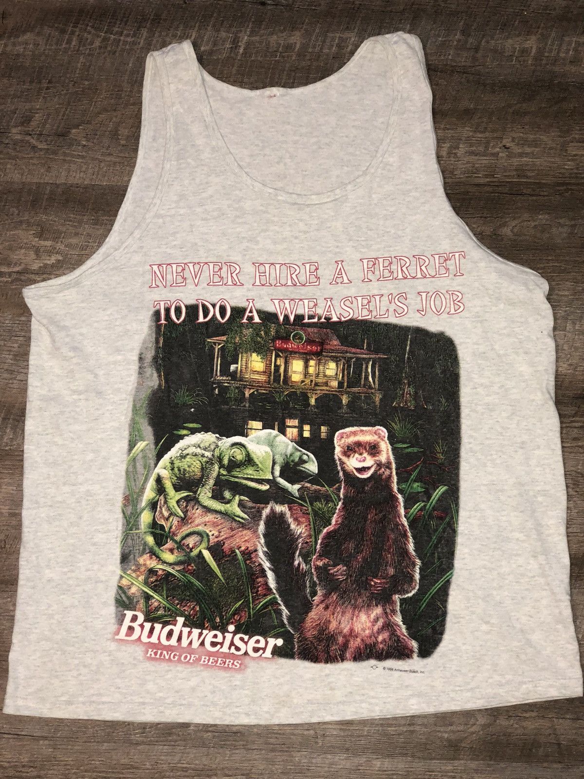 Budweiser × Vintage Vintage Budweiser weasel tank | Grailed