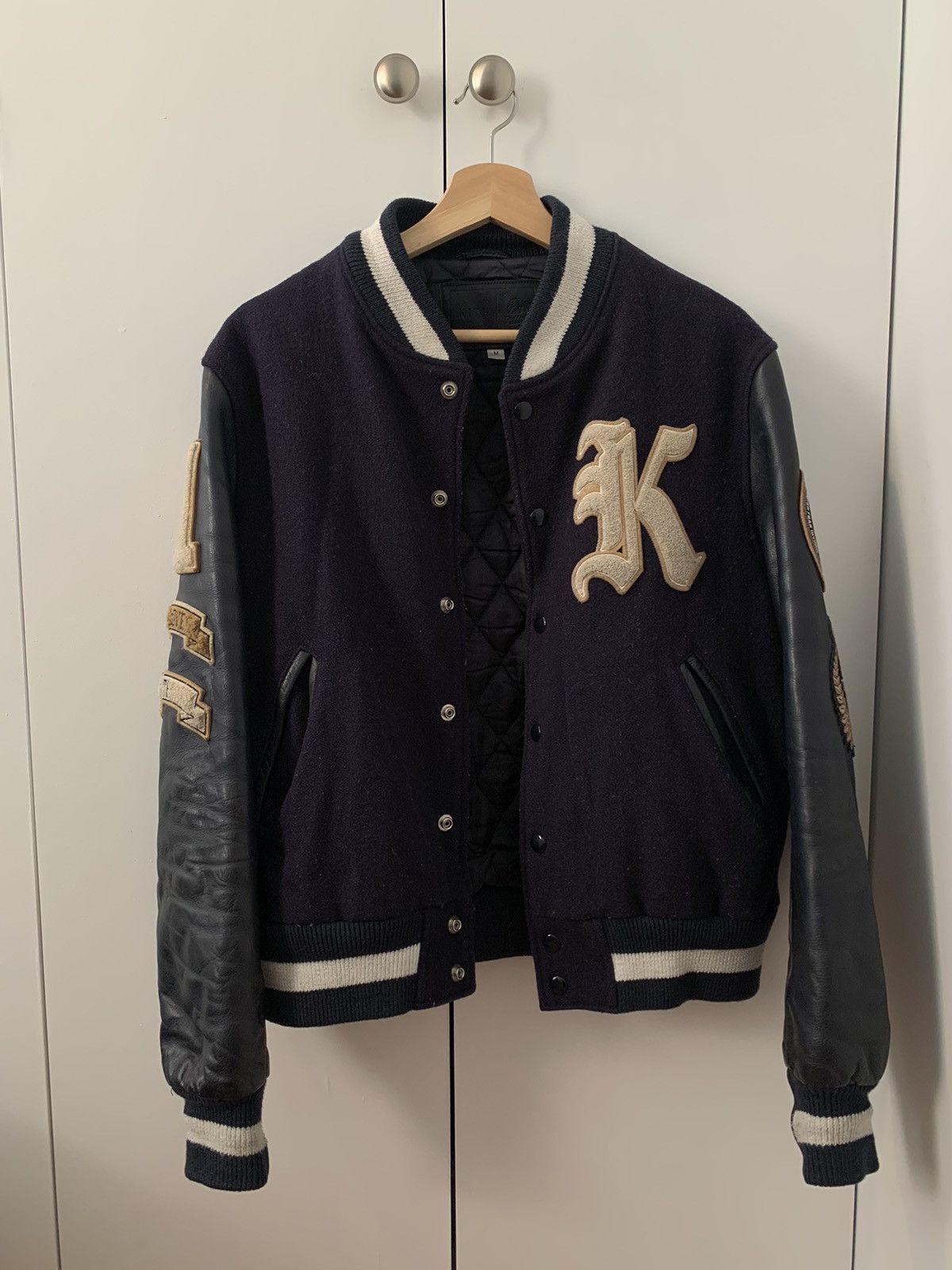 Golden Bear × Kith Kith x Golden Bear Leather Varsity Letterman Jacket ...