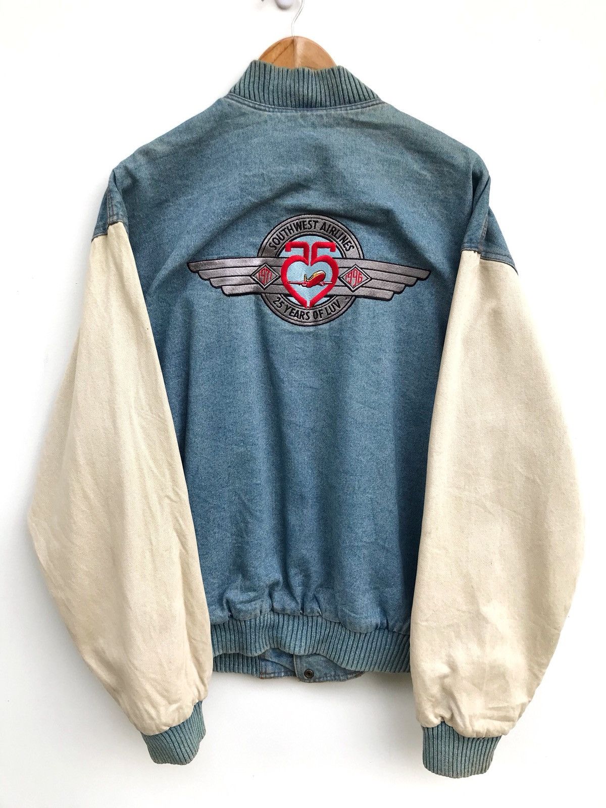 Bomber Jacket Vintage Turning Point Southwest Airlines Denim Jacket ...