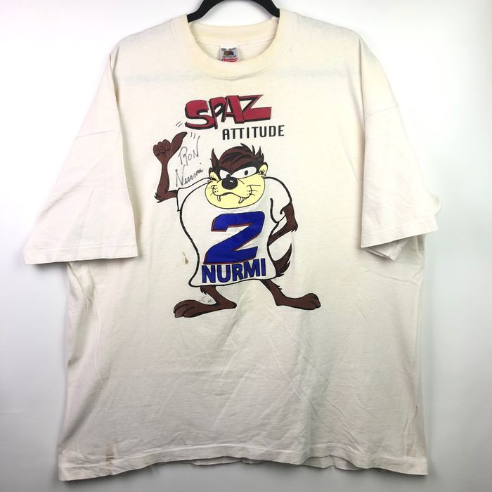 Vintage VTG Taz Spaz Attitude T Shirt 3XL Double Sided 90s Signed | Grailed