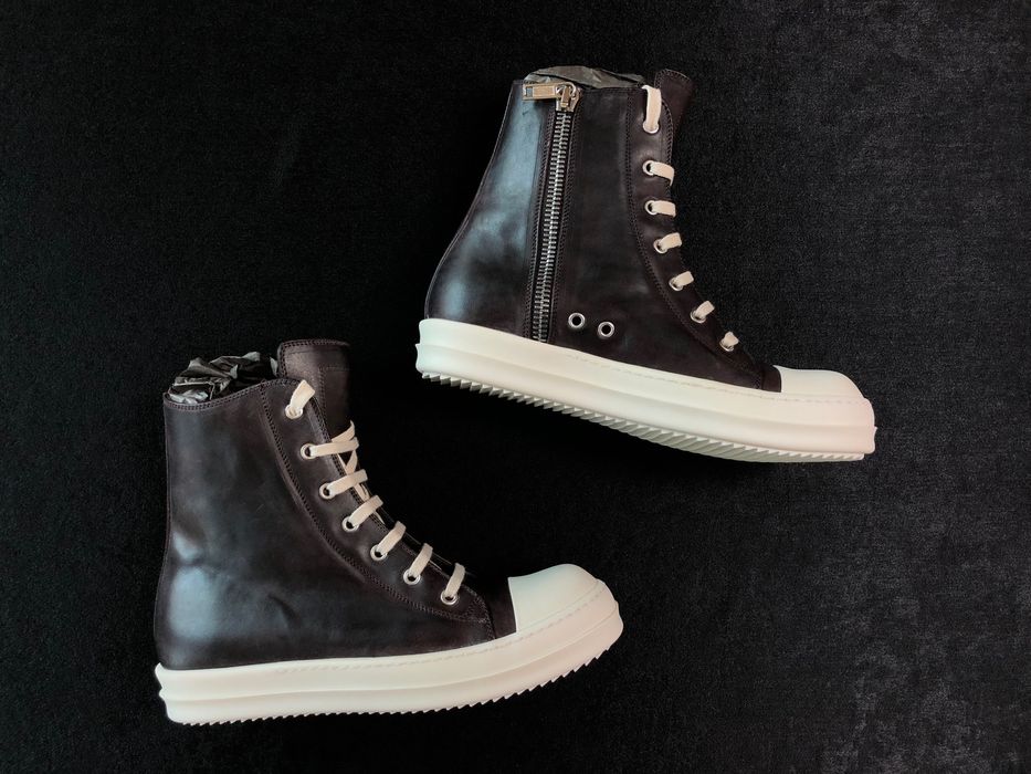 Rick Owens Horse Leather Ramones Hi-Top Sneakers | Grailed