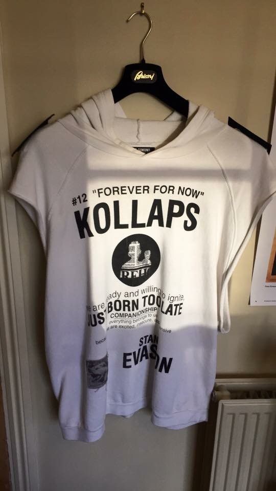 Raf Simons White kollaps hoodie with epaulets | Grailed