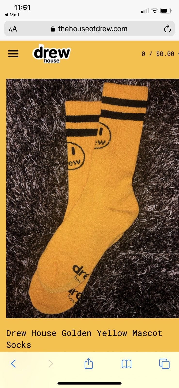 Justin Bieber Drew House Mascot Socks Golden Yellow | Grailed