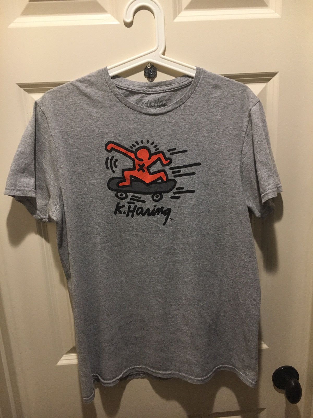 Keith Haring Keith Haring Gray Skateboarder Tee | Grailed
