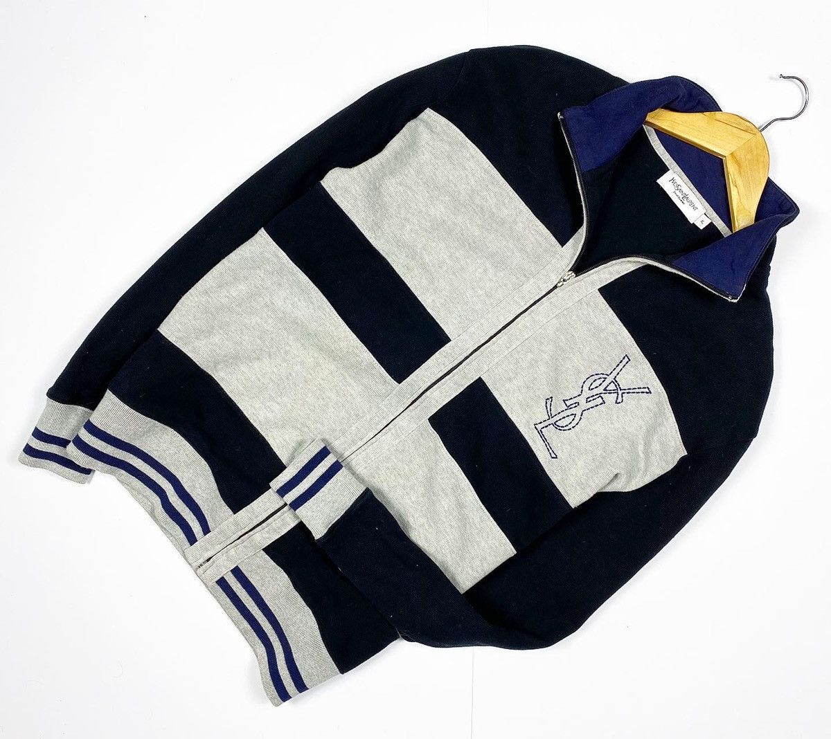 Saint Laurent Paris YSL BIG LOGO FULL ZIP SWEATER | Grailed